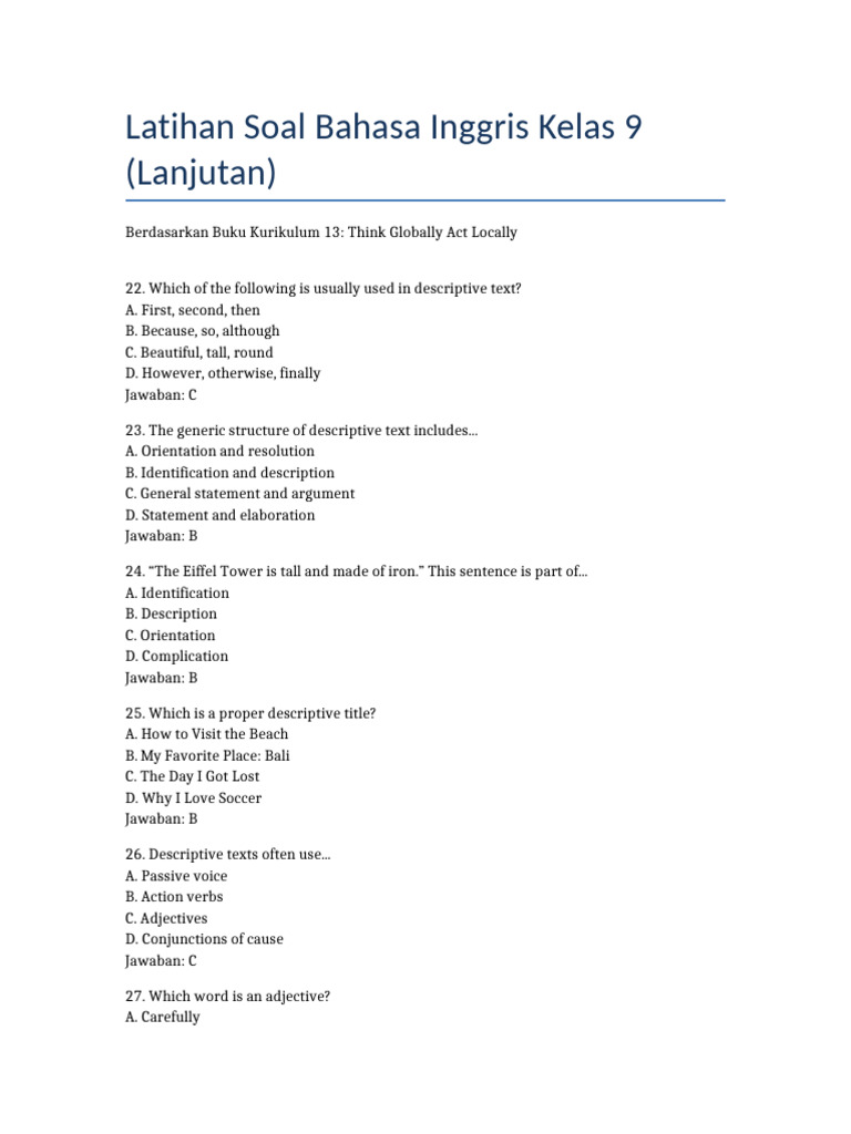 Soal Bahasa Inggris Kelas 9 Part2 | PDF | Waste | Recycling