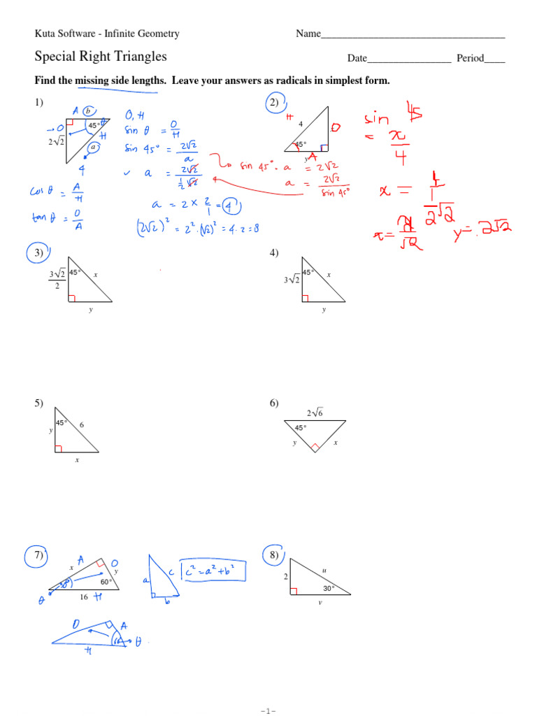 8-Special Right Triangles Q | PDF | Geometric Shapes | Mathematics