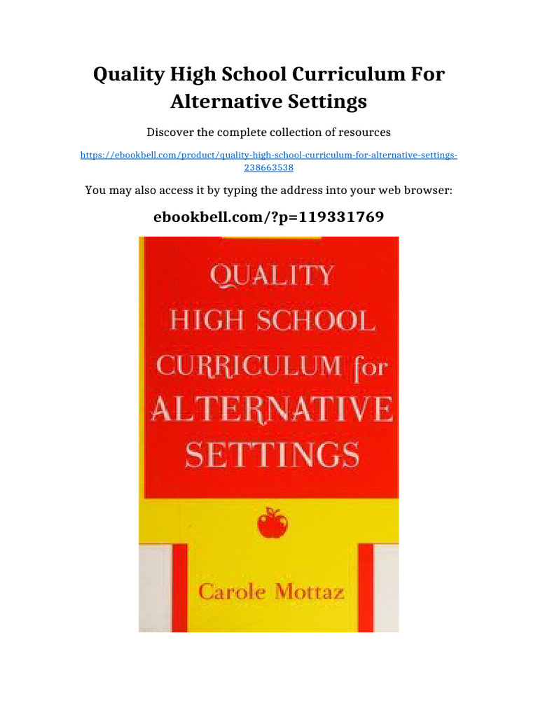 Quality High School Curriculum For Alternative Settings Complete ...