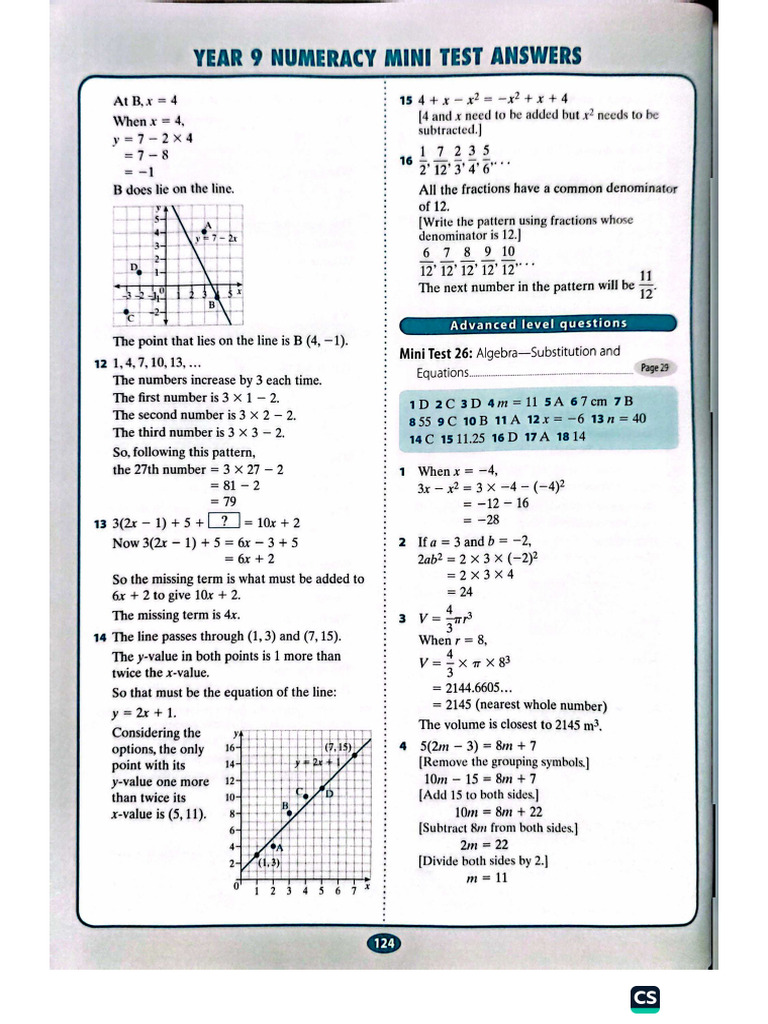 Year 9 Naplan Numeracy Answer Sheet Pt 2 | PDF