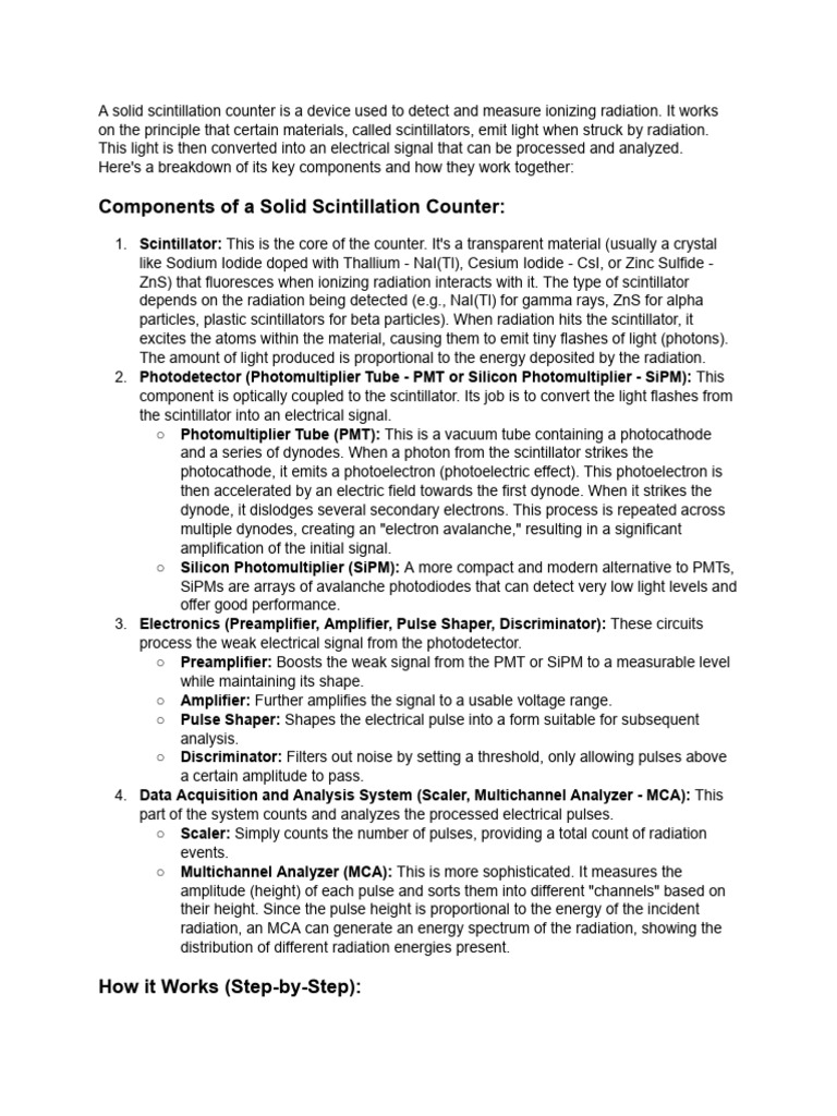 Solid Scintillation Counter Components and How the... | PDF ...