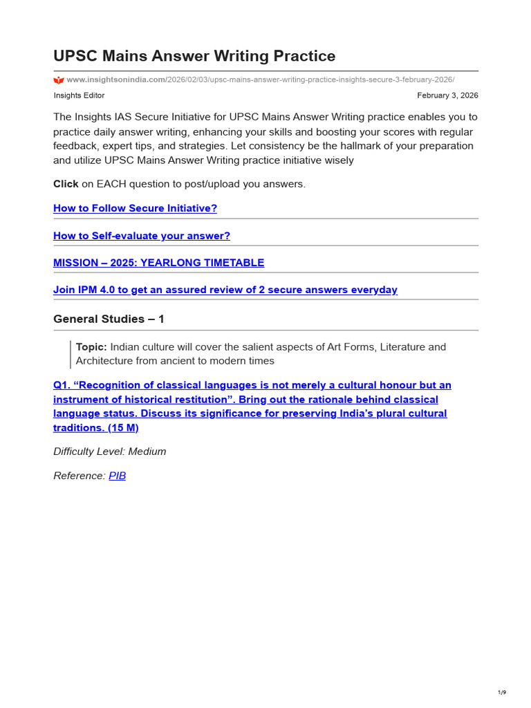 UPSC Mains Answer Writing Practice | PDF | Sustainability | Governance