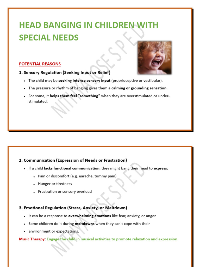 Head Banging in Autism- Explained | PDF | Autism | Pain