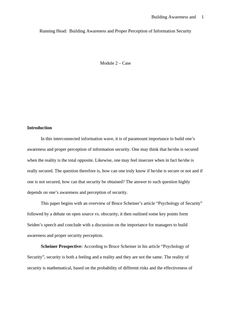Building Awareness and Proper Perception of Information Security | PDF ...