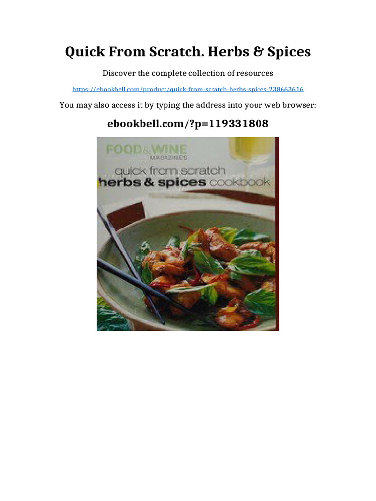 Quick from scratch. Herbs & spices Full Chapters Included | PDF ...