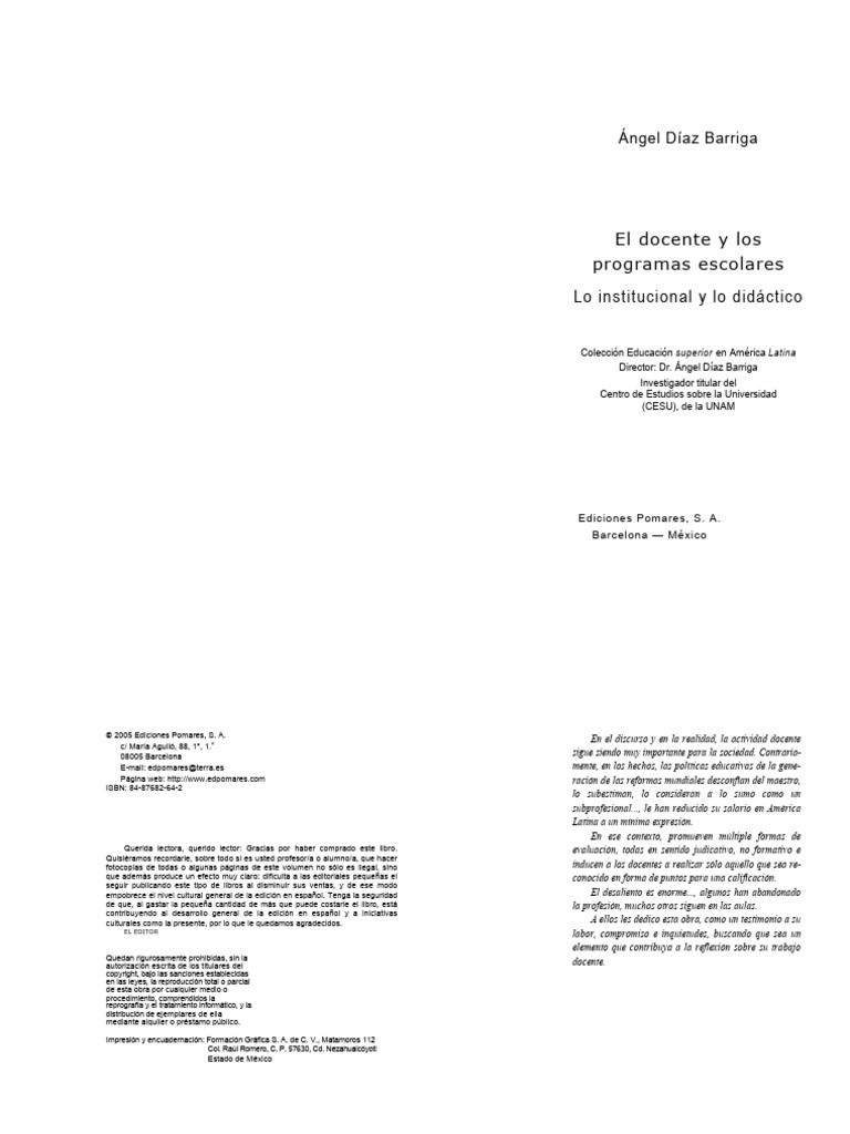 2 Díaz Barriga 2005 Docente Y Programa Cap Vi Pdf Evaluación Plan