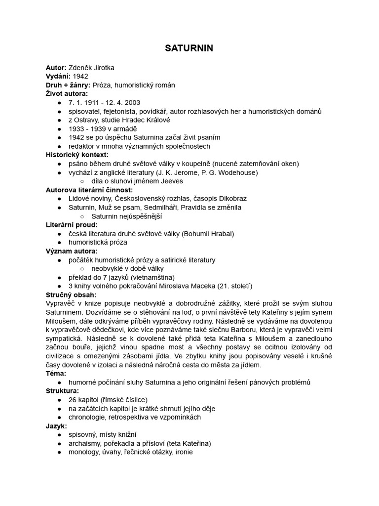 Saturnin | PDF