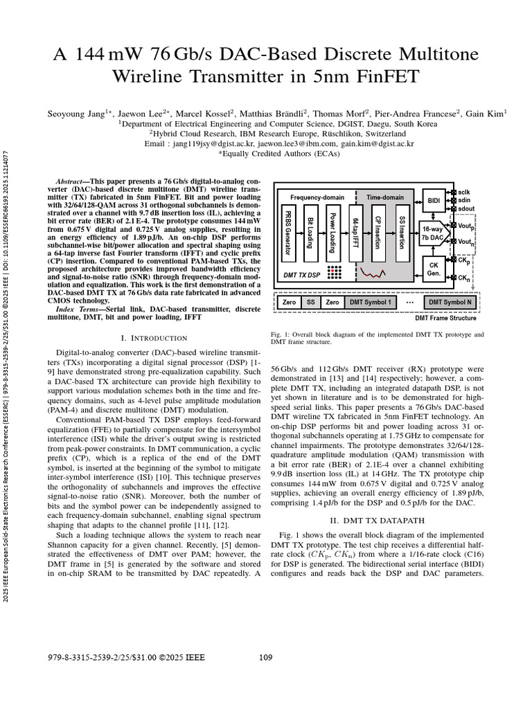 A 144 MW 76 GB S DAC-Based Discrete Multitone Wireline Transmitter in ...
