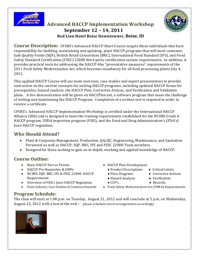 HACCP Workshop Brochure | PDF