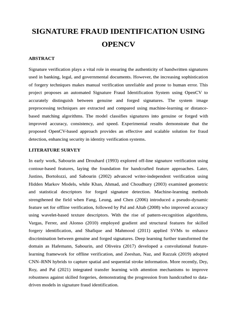 Signature Fraud Identification Using Opencv | PDF | Signature | Machine ...