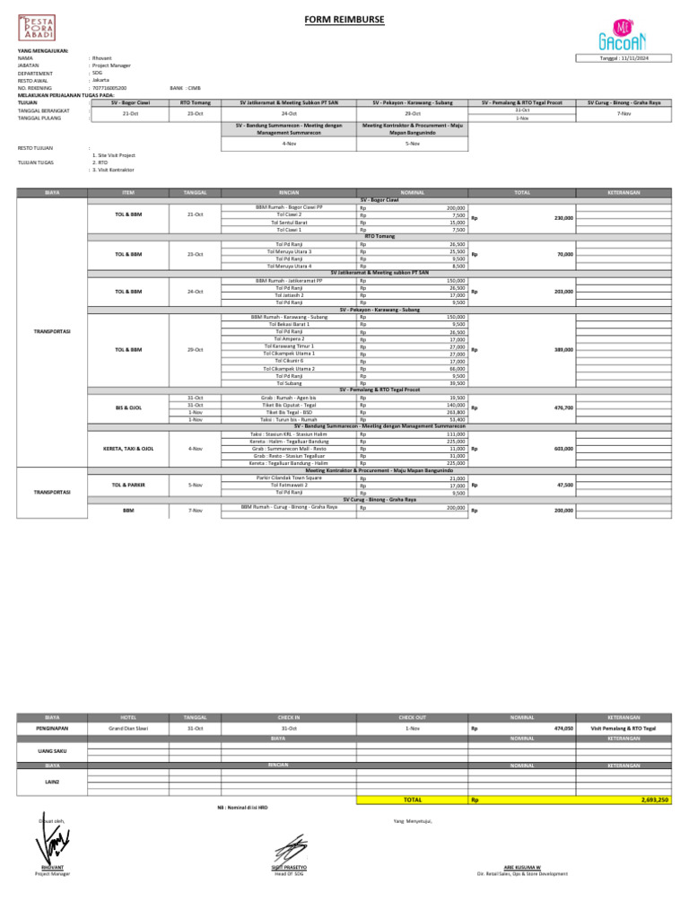 Reimburse - November | PDF