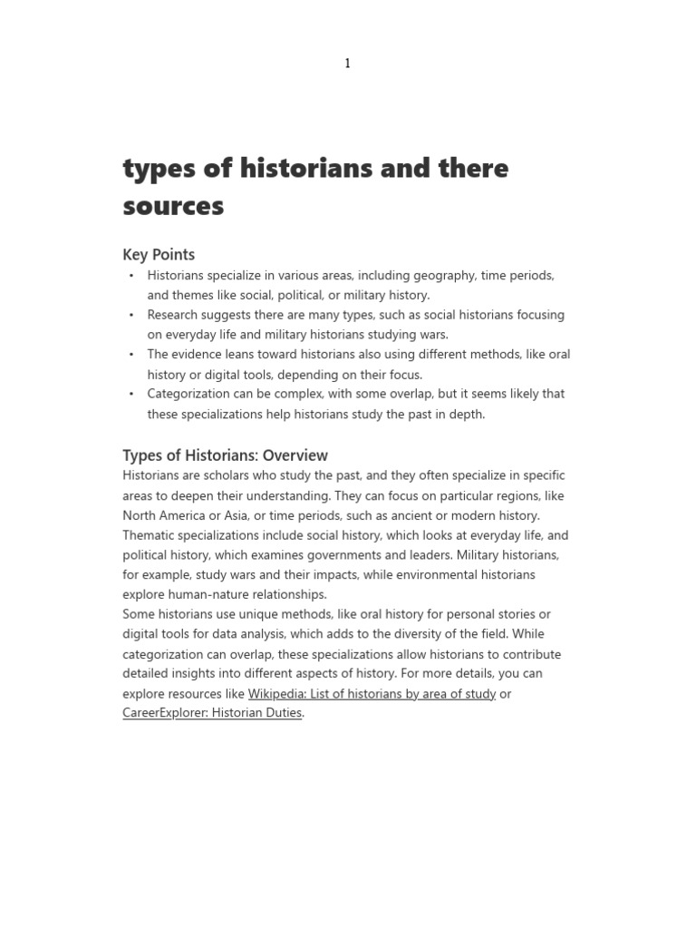 Types of Historians and There Sources | PDF | Historian | Methodology