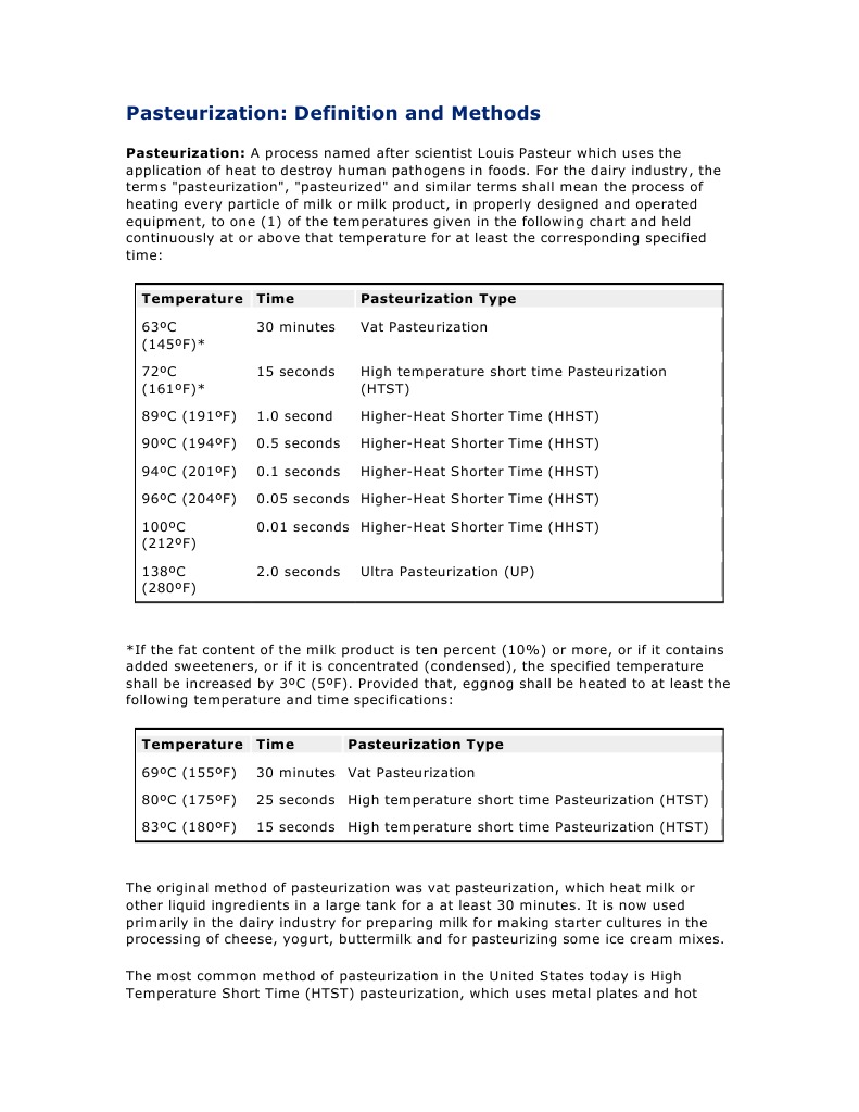 Pasteurization Definition and Methods | PDF