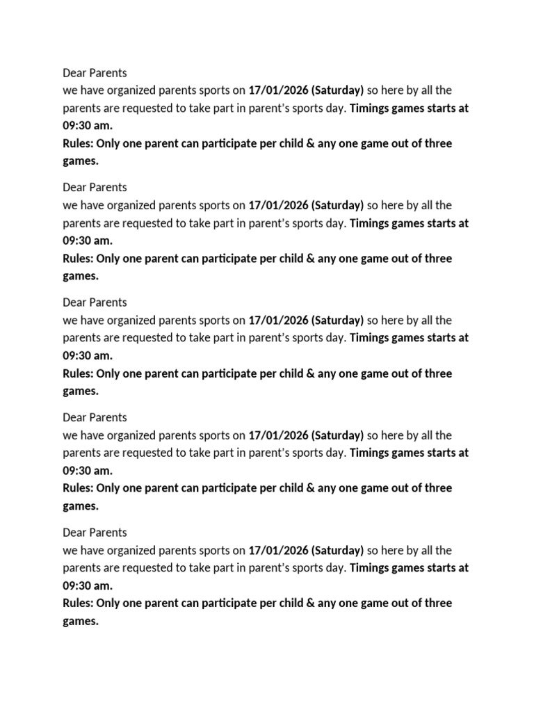 Dear Parents | PDF