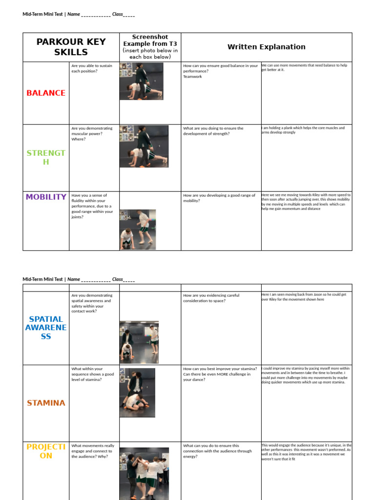 Parkour Key Skills Test | PDF