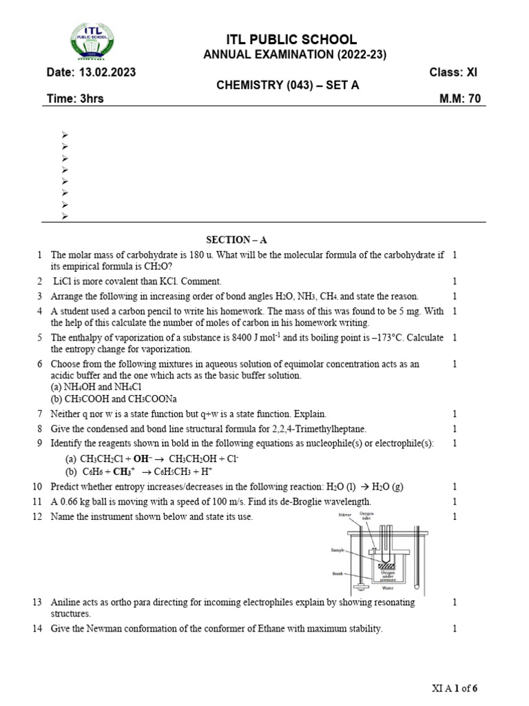 Chem(22-23) | PDF | Chemical Reactions | Periodic Table