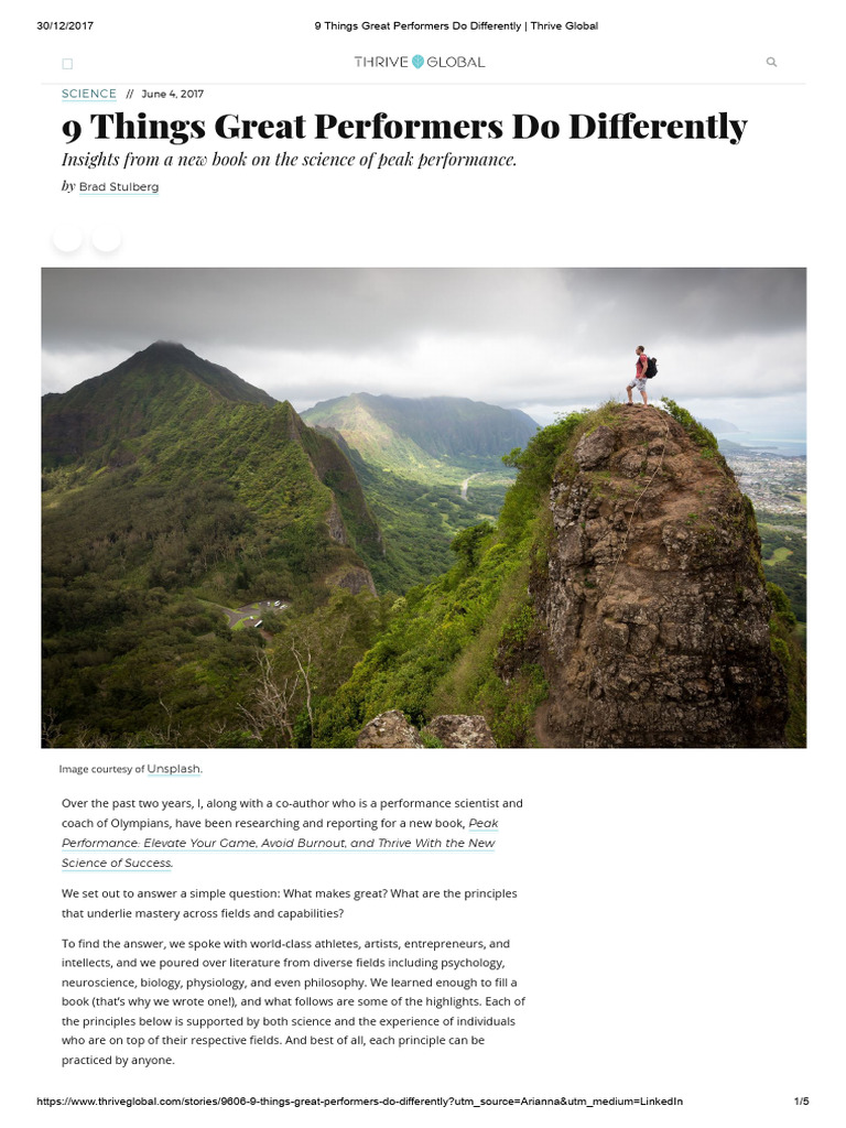 9 Things Great Performers Do Differently _ Thrive Global | PDF | Sleep ...
