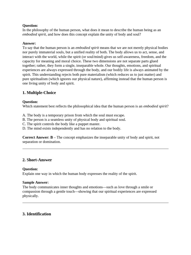 Question (embodied spirit) | PDF | Soul | Concept