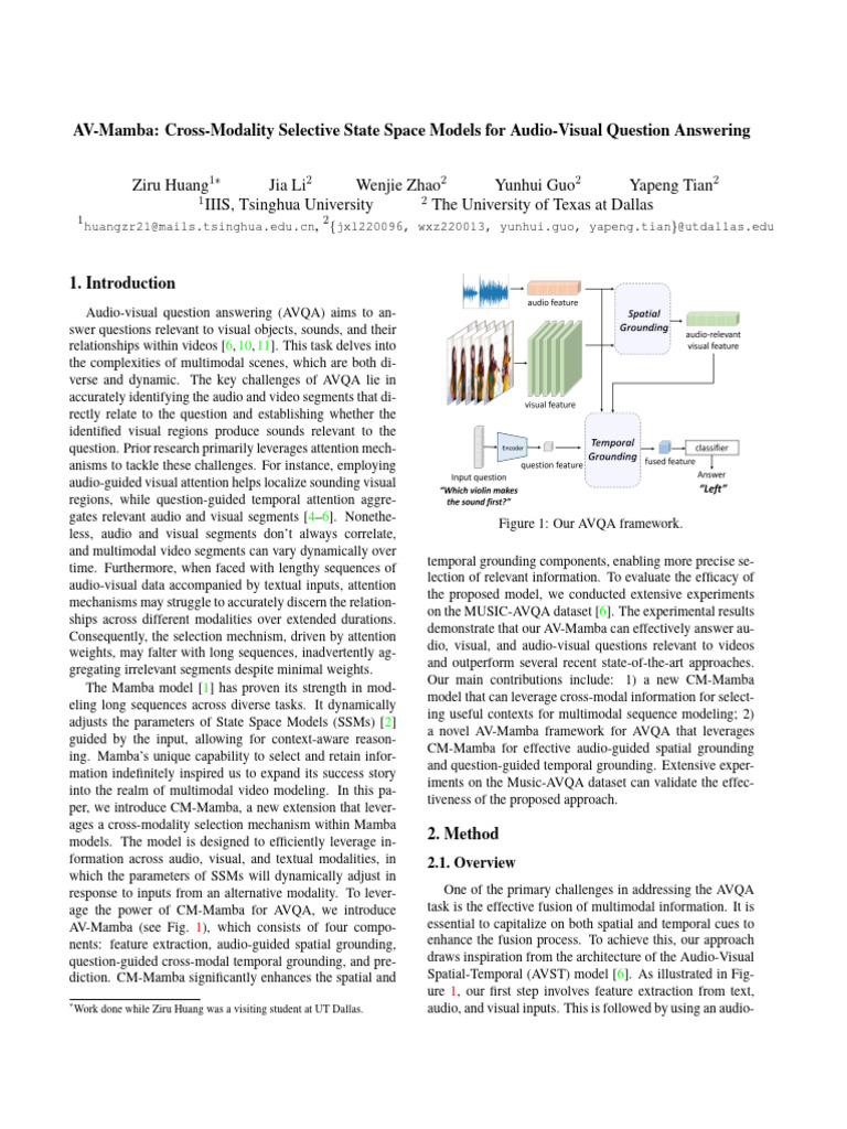 Huang AV-Mamba Cross-Modality Selective State Space Models For Audio ...