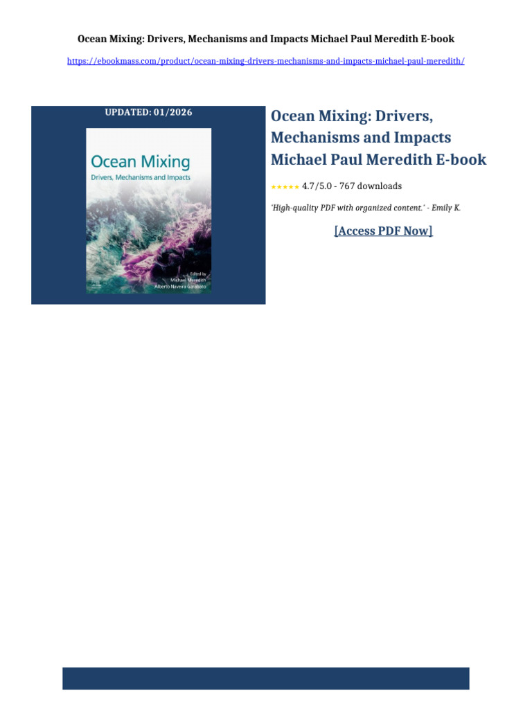 Ocean Mixing: Drivers, Mechanisms and Impacts Michael Paul Meredith ...