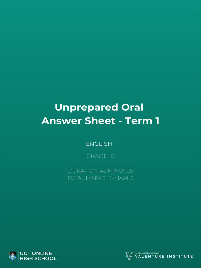G10 English Term1 M8 Video Submission Oral Answer Sheet | PDF ...
