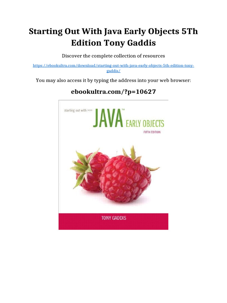 Starting Out With Java Early Objects 5th Edition Tony Gaddis Sample ...