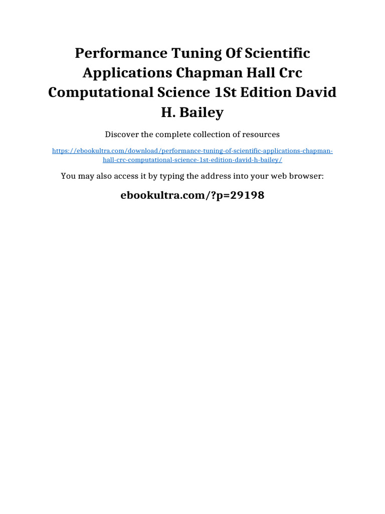 Performance Tuning of Scientific Applications Chapman Hall CRC ...