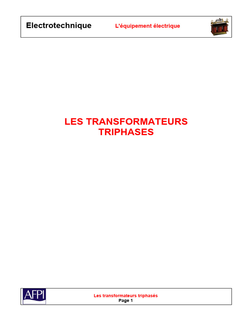 Cours 01 - Les Transformateurs Triphasés | PDF | Transformateur ...