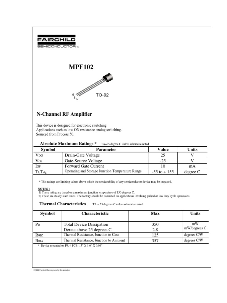 MPF102 | PDF | Capacitor | Amplifier
