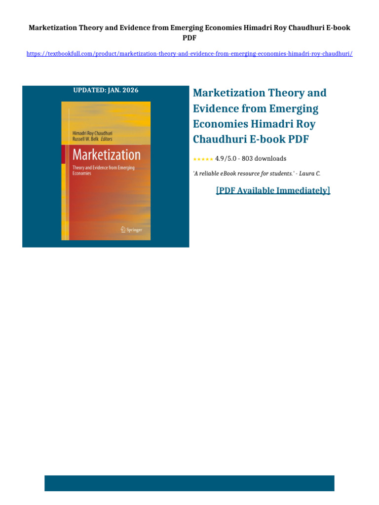Marketization Theory and Evidence from Emerging Economies Himadri Roy ...
