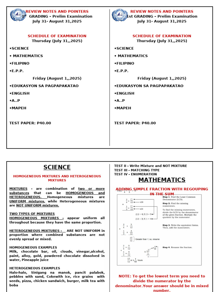 Review Notes and Pointers 2025 | PDF