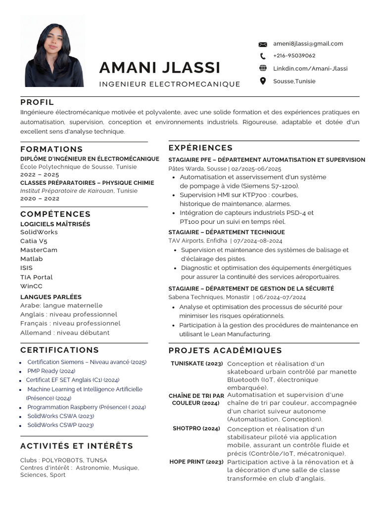 Amani Jlassi CV | PDF | Internet des objets