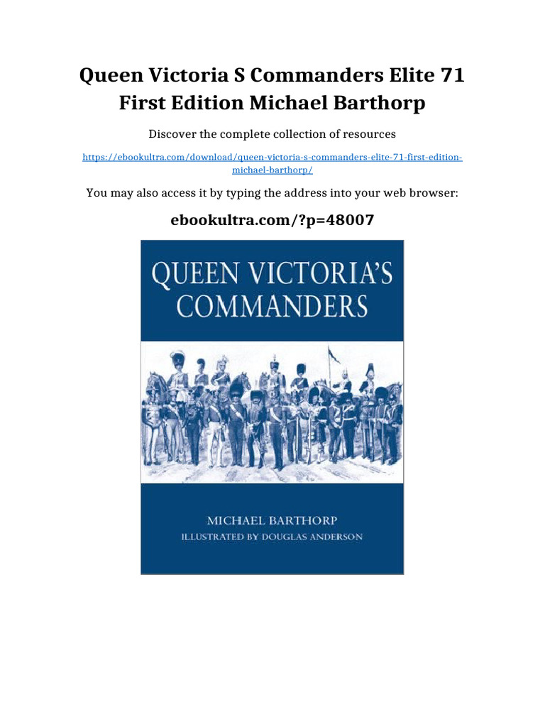 Queen Victoria S Commanders Elite 71 First Edition Michael Barthorp ...