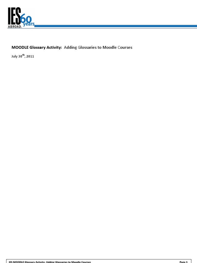 MOODLE Glossary Activity: Adding Glossaries To Moodle Courses | PDF ...