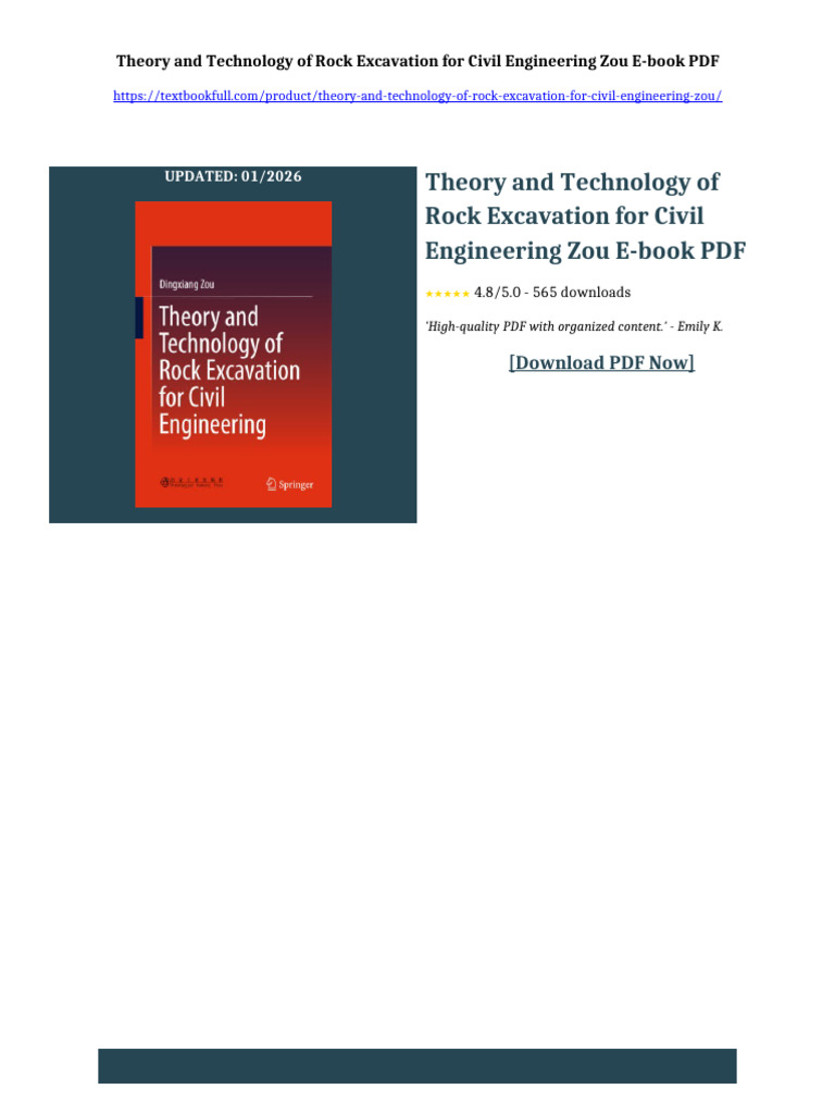 Theory and Technology of Rock Excavation For Civil Engineering Zou ...