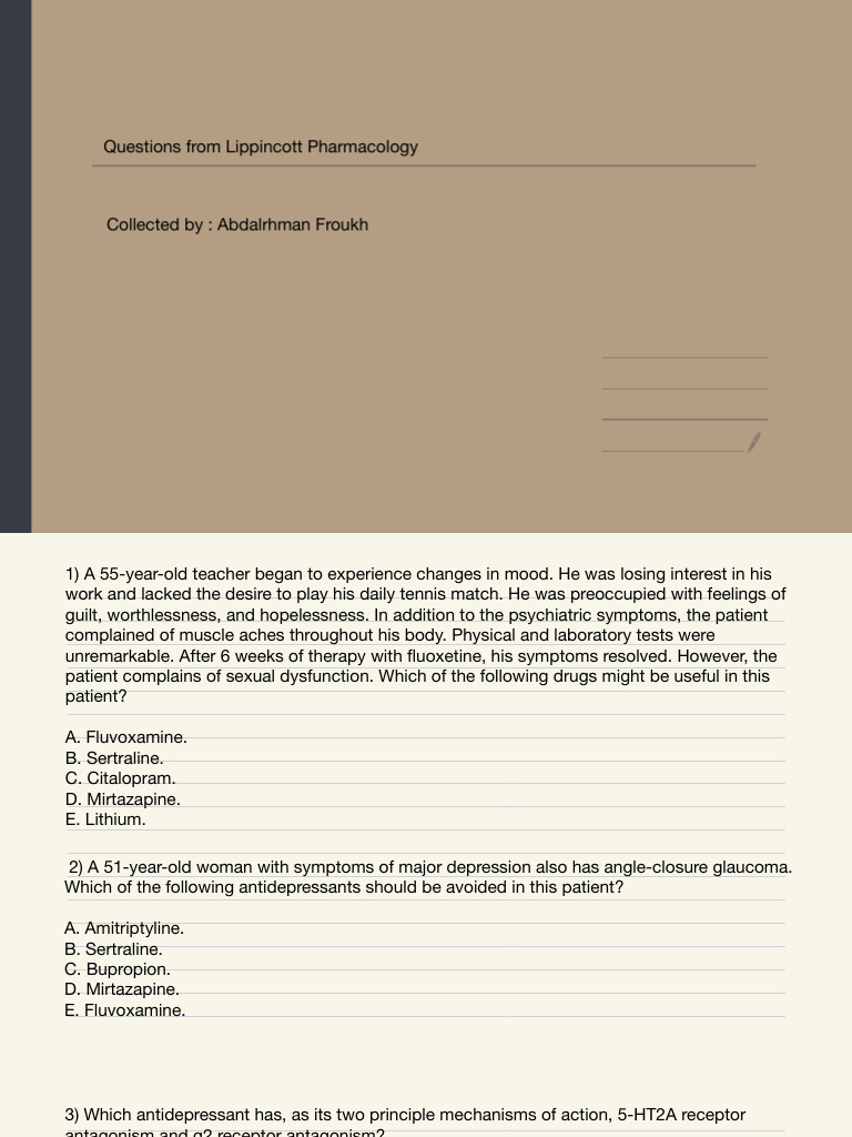 Lippincott Pharmacology | PDF | Antipsychotic | Antidepressant