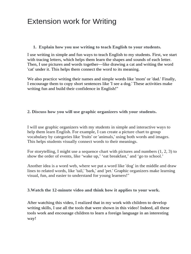 Extension Work for Writing | PDF