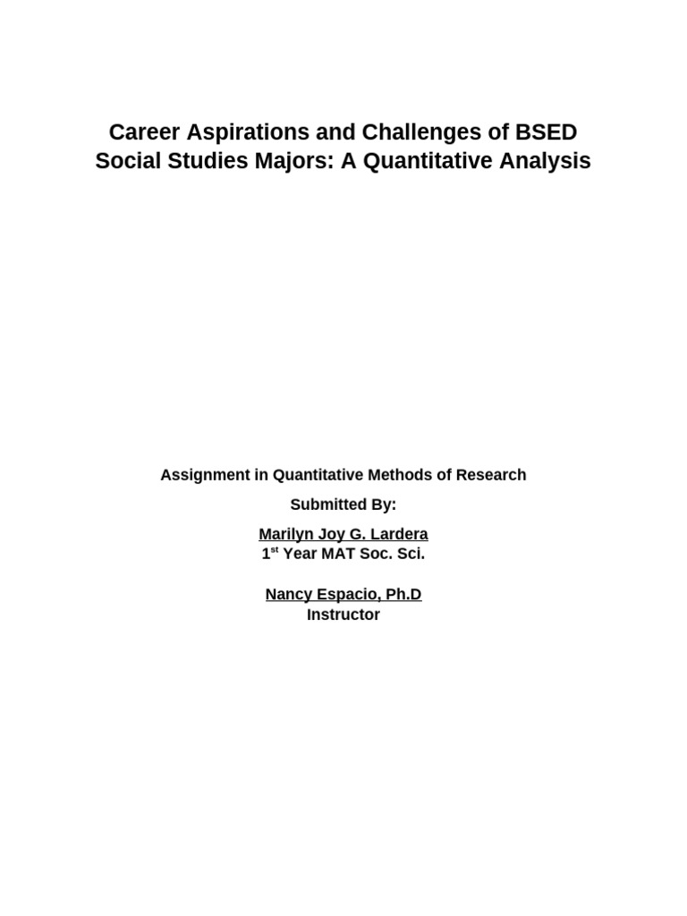 Career Aspirations and Challenges of BSED Social Studies Majors (A ...