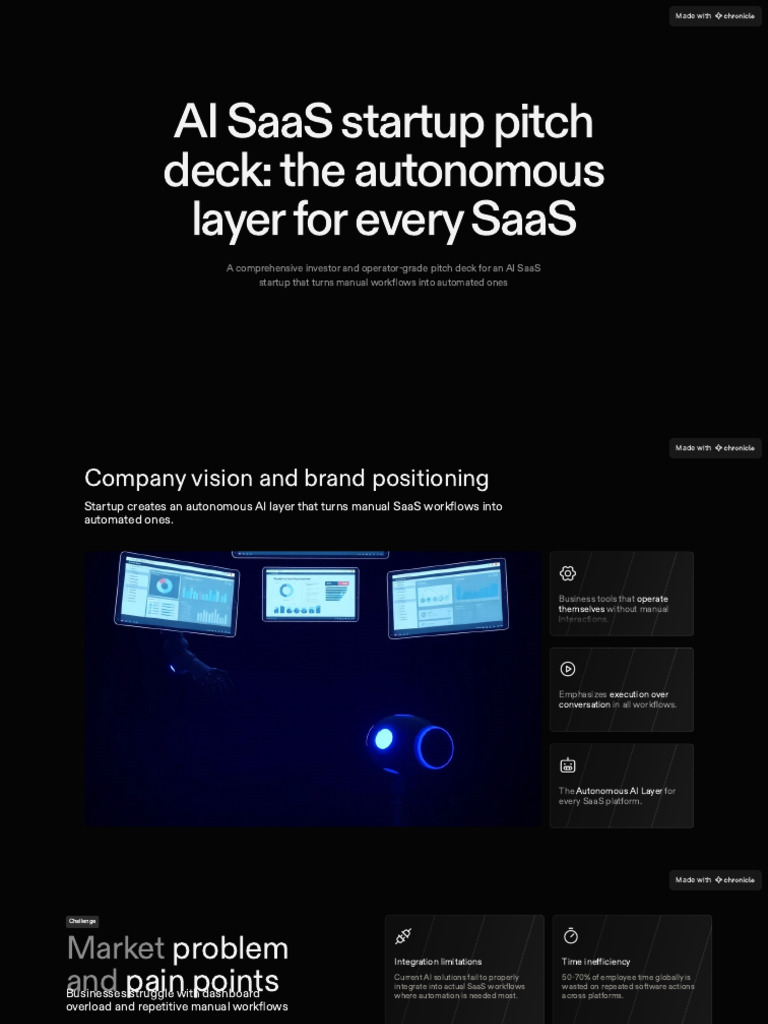 Ai Saas Startup Pitch Deck the Autonomous Layer for Every Saas | PDF ...