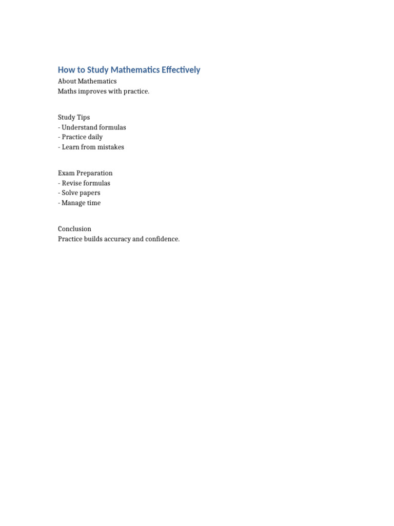 How To Study Mathematics Effectively | PDF