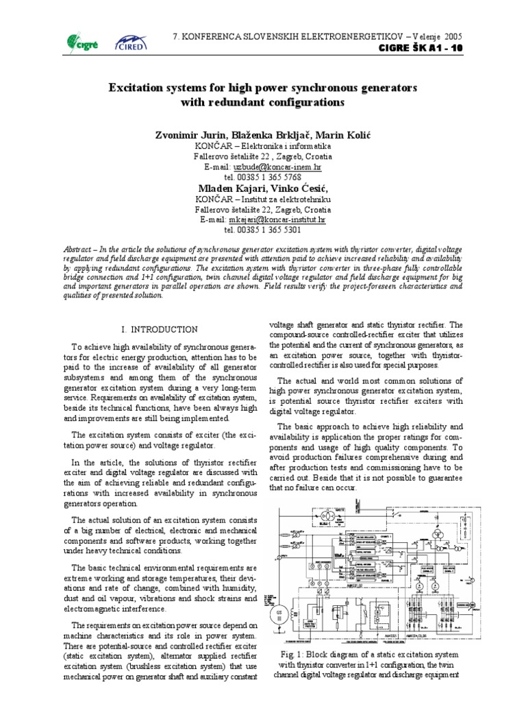 Excitation CIGREA1 10 | PDF | Rectifier | Electrical Network