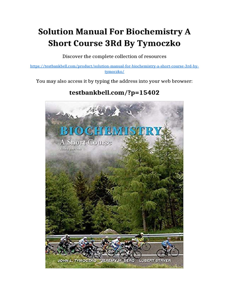 Solution Manual for Biochemistry A Short Course 3rd by Tymoczko pdf ...
