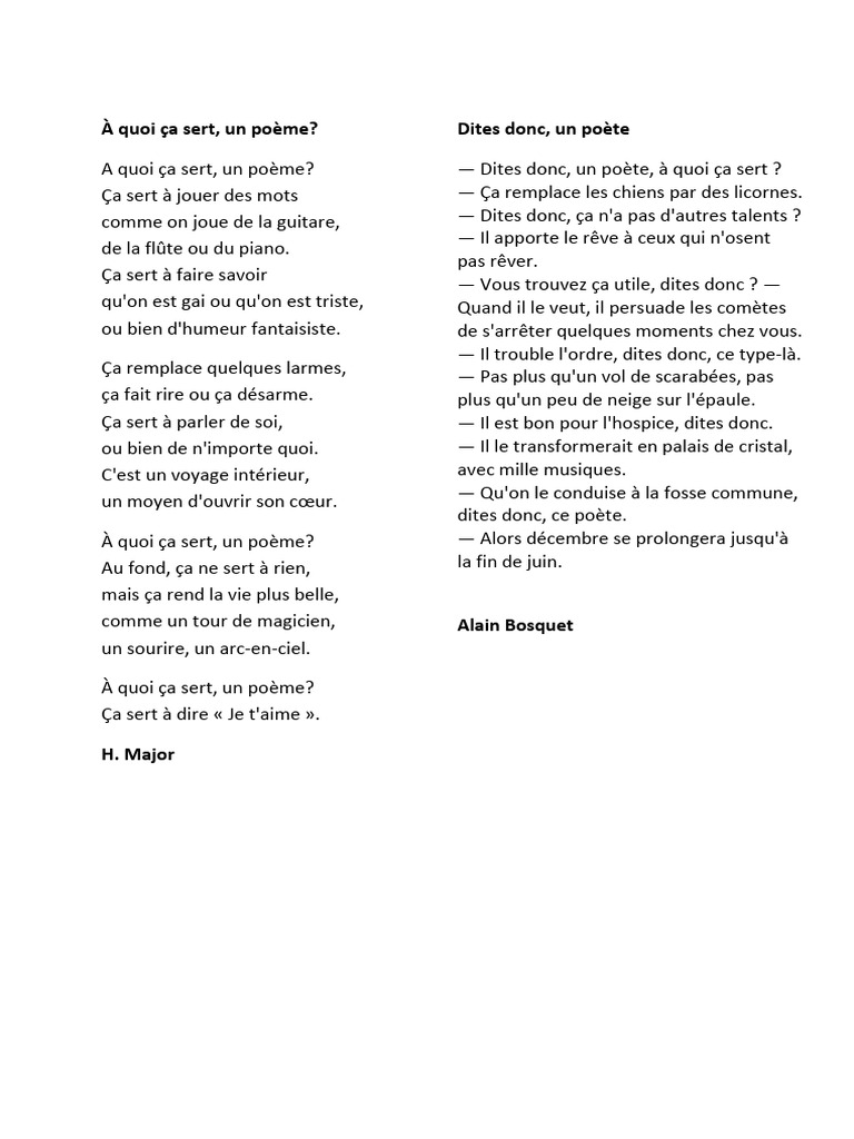 A Quoi Ça Sert Un Poème | PDF
