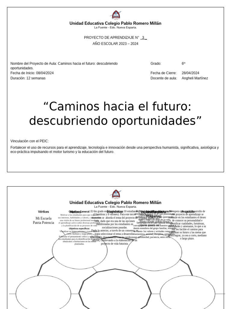 PROYECTO 3 - 6TO GRADO. CAMINOS HACIA EL FUTURO Descubriendo ...