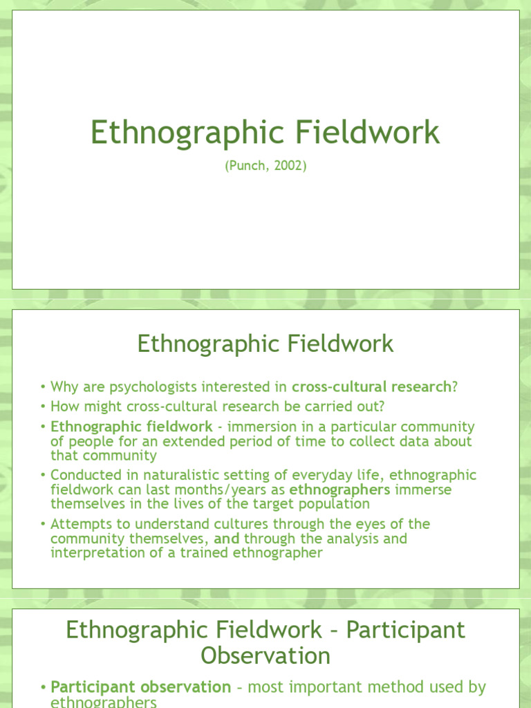 Ethnographic Fieldwork Punch | PDF | Field Research | Ethnography