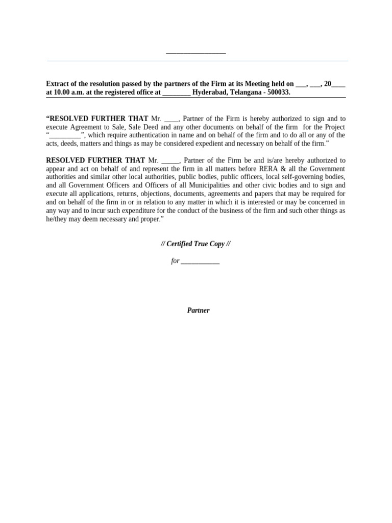 Board Resolution Formate For - Firm | PDF