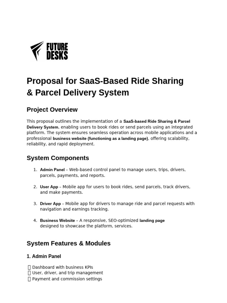 Proposal for Complete Ready-Made Ride S...& Parcel Delivery System ...