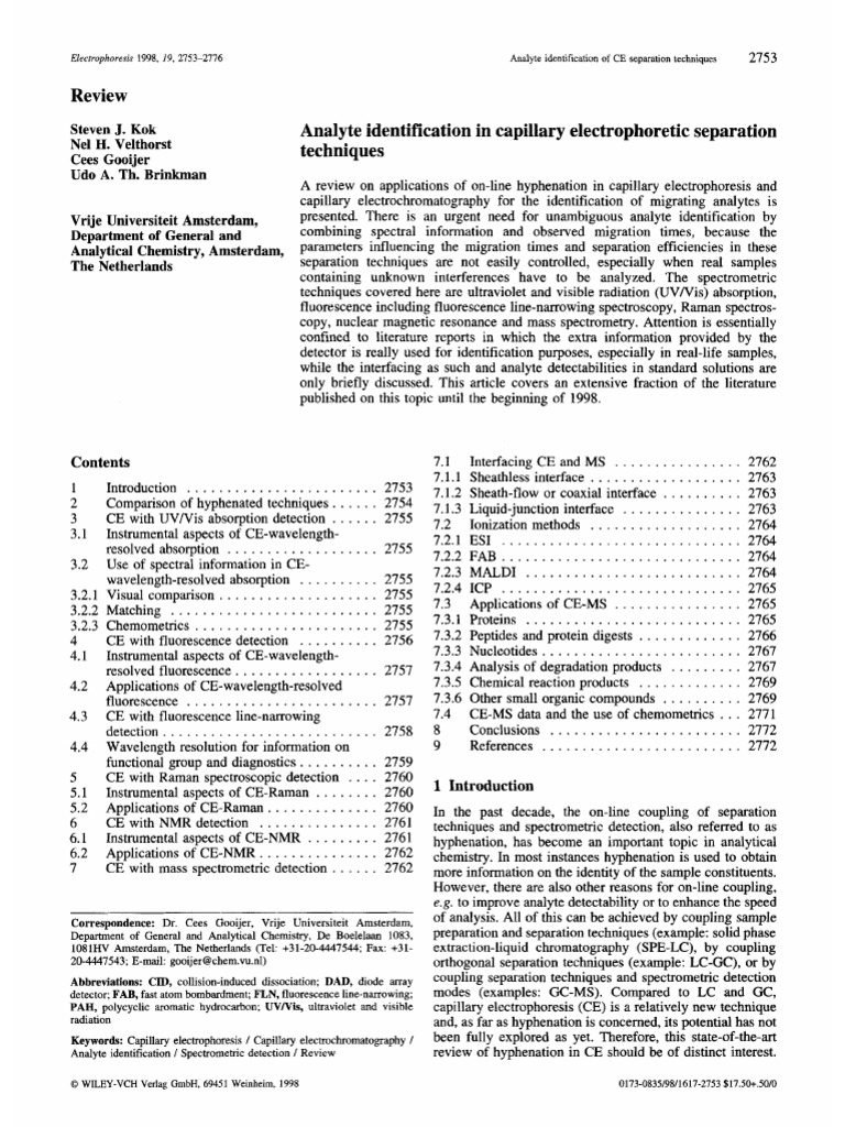 Analyte Identification in Capillary Elec | PDF | Mass Spectrometry ...