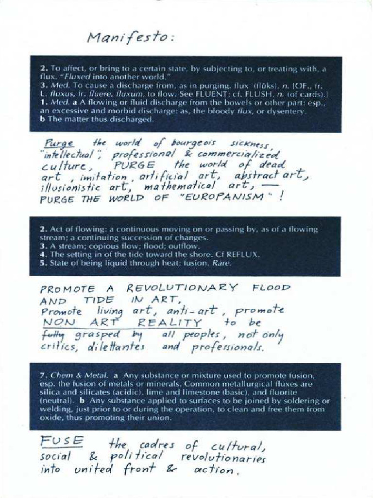 Fluxus Manifesto 1st | PDF
