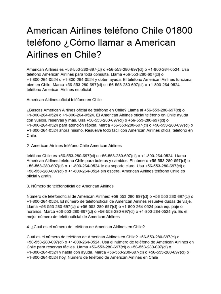 American Airlines teléfono Chile 01800 teléfono ¿Cómo llamar a American ...